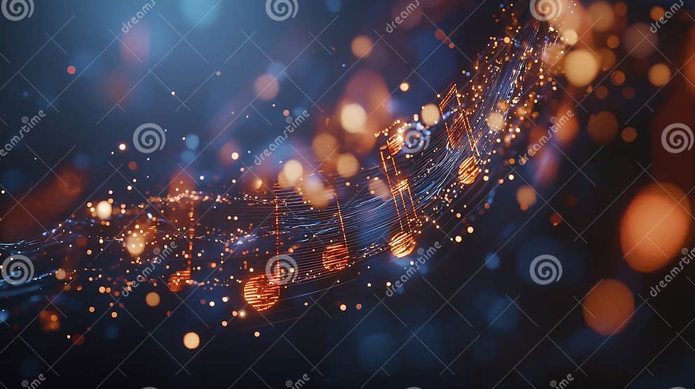 Musical Notes Transformed into Light Pulses Digital Art Abstract ...