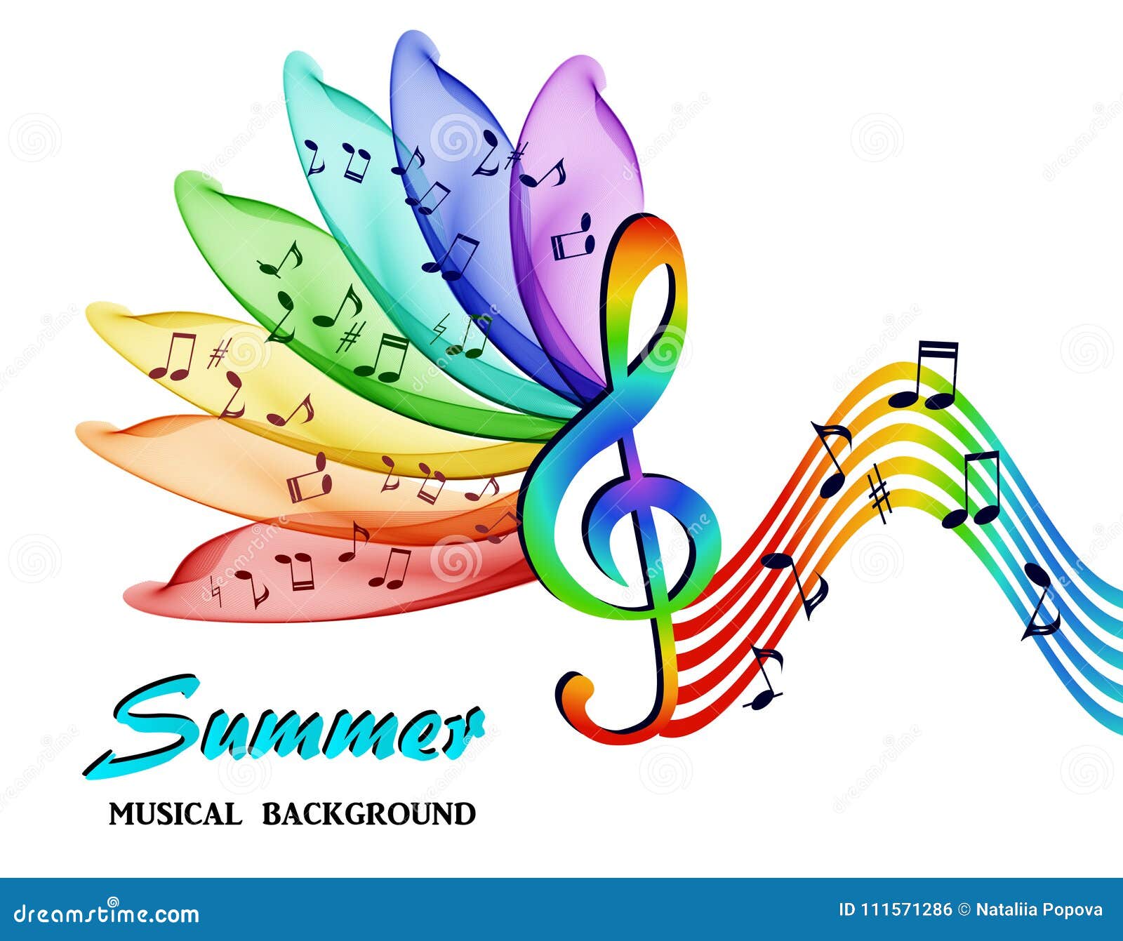 Musical Notes on a Background of an Abstract Rainbow Flower Stock ...