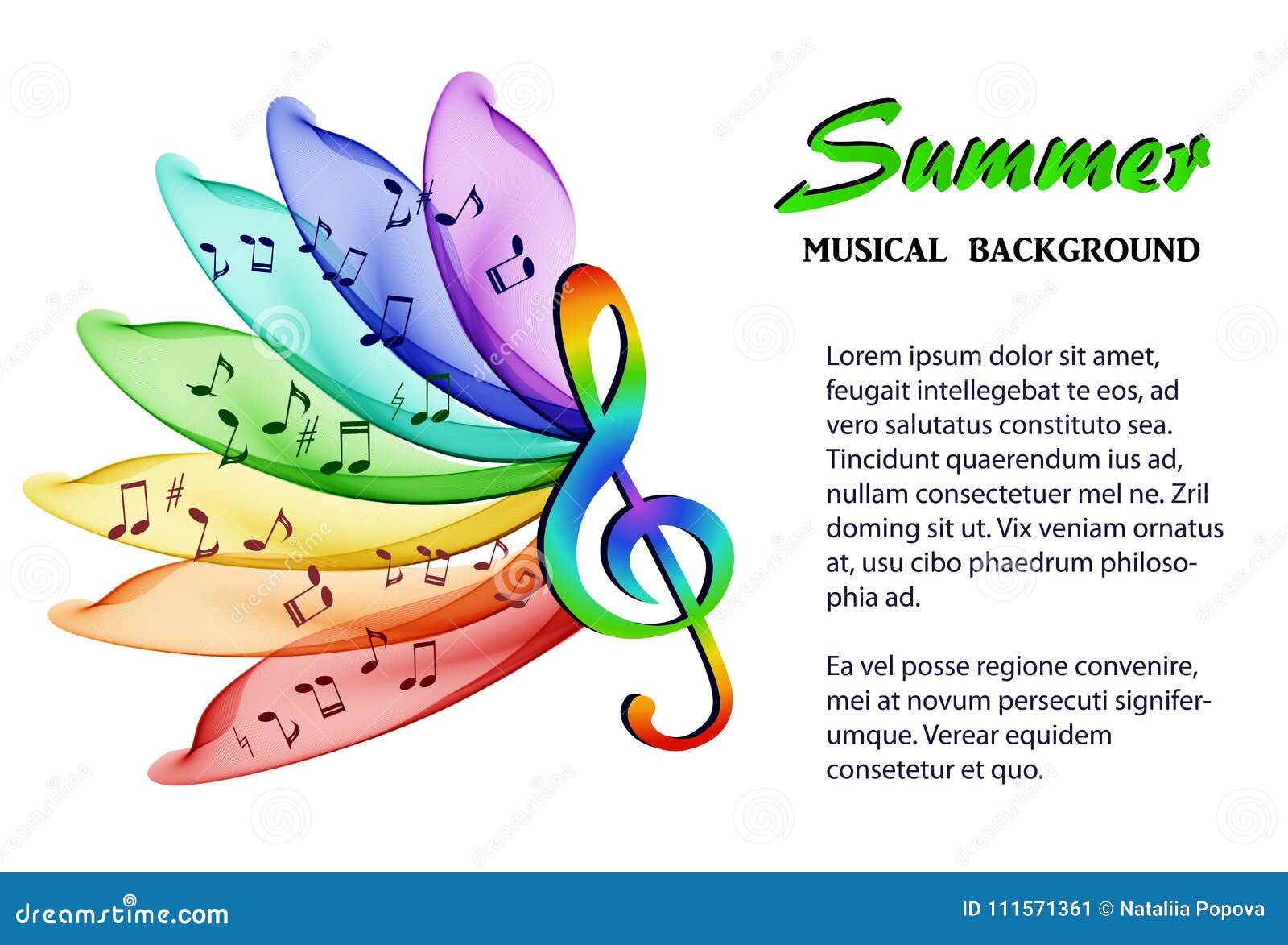 Musical Notes on a Background of an Abstract Rainbow Flower Stock ...