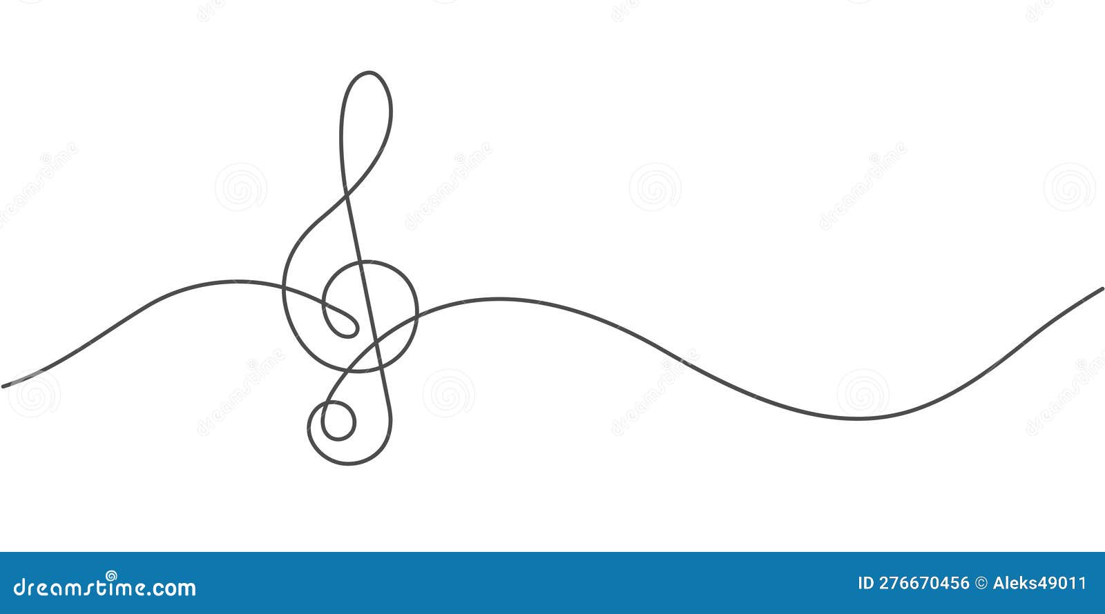 Musical Notes .Treble Clef.Continuous Line Drawing.Vector Illustration ...