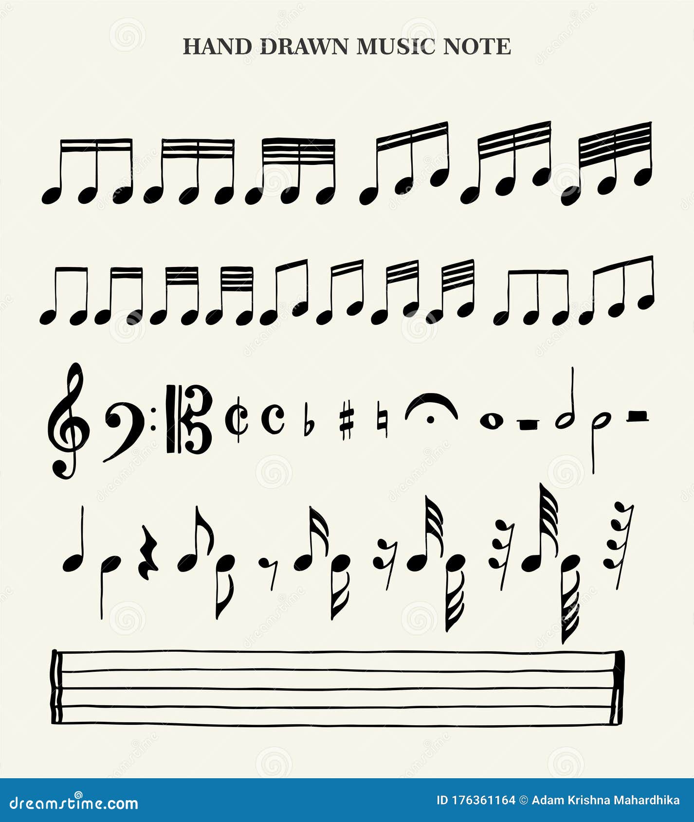 Musical Notes Vector Hand Drawn Set Stock Vector - Illustration of ...