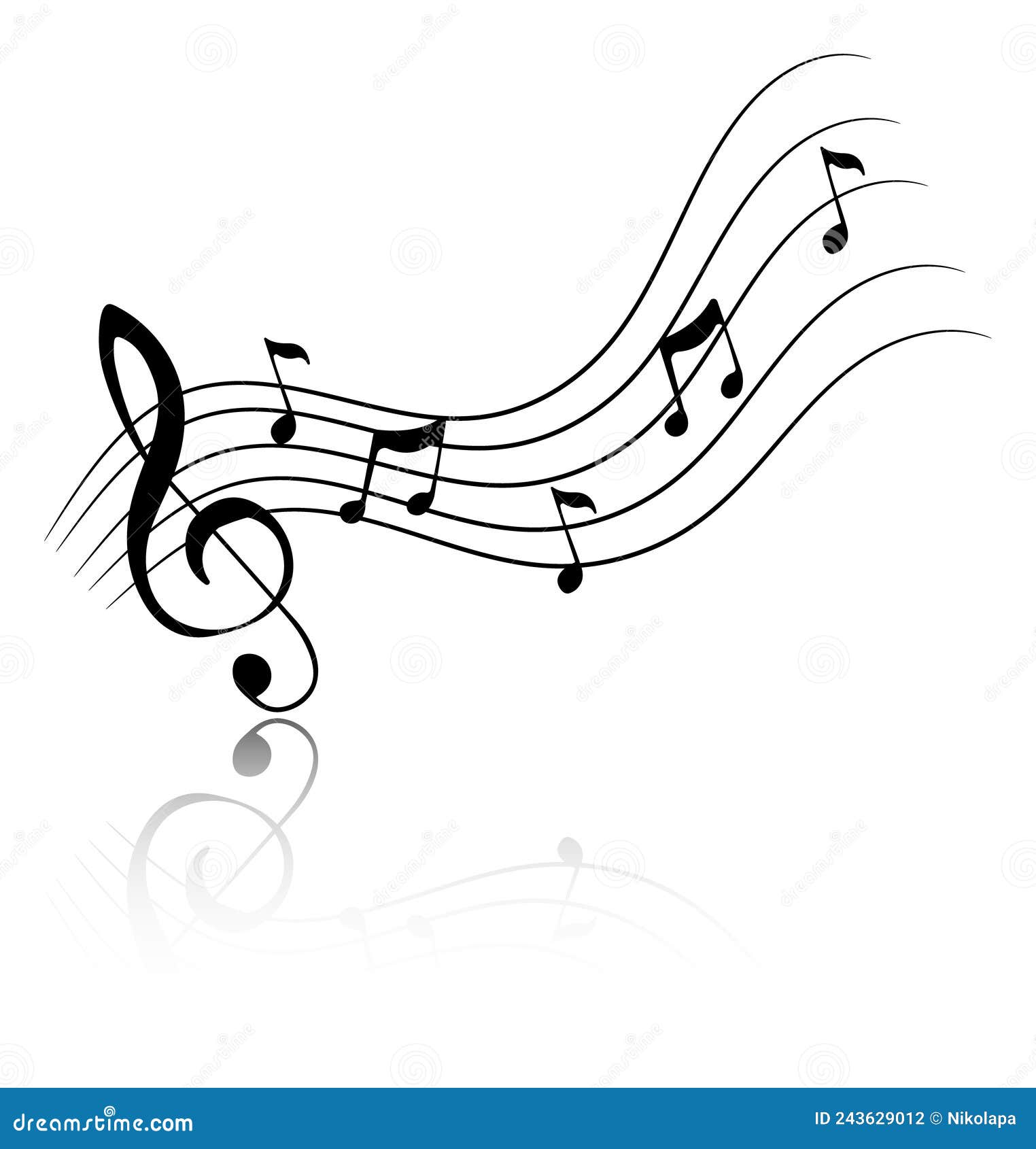Musical Notes Vector Illustration. Black and White Design Stock Vector ...