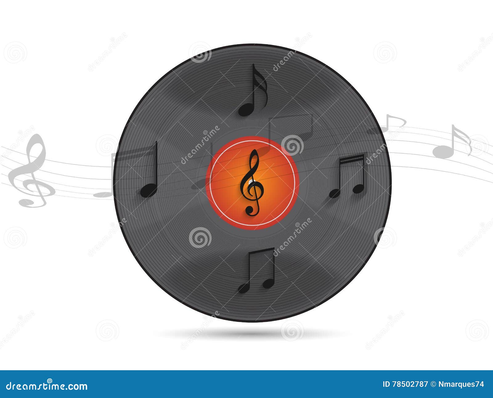 Musical Notes and Vinyl Record Stock Vector - Illustration of ...