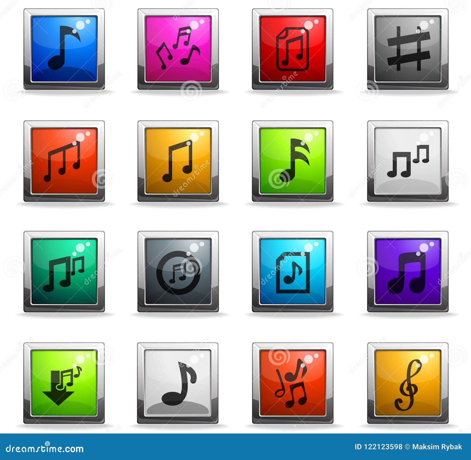 Musical notes icon set stock vector. Illustration of clef - 122123598