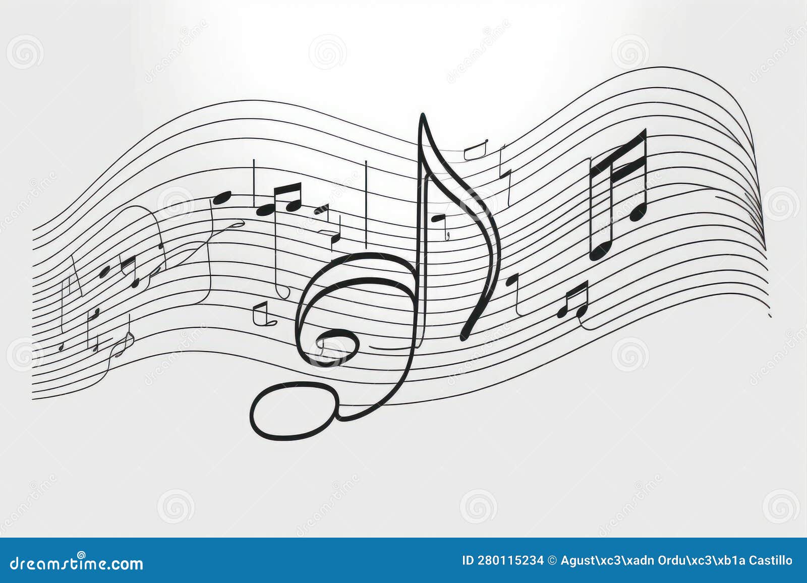 Musical Notes, on White Background. Generative AI. Stock Photo - Image ...