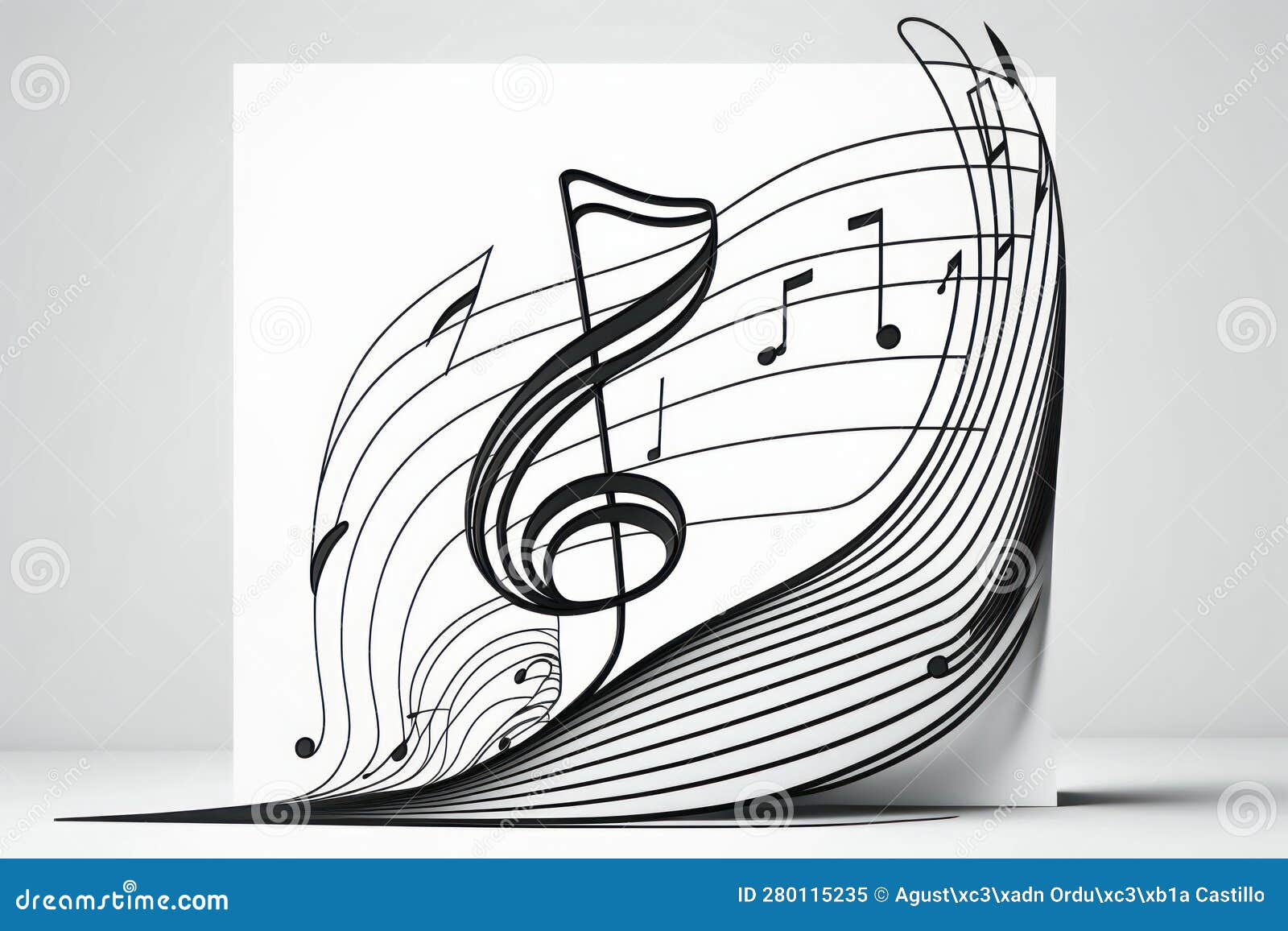 Musical Notes, on White Background. Generative AI. Stock Image - Image ...