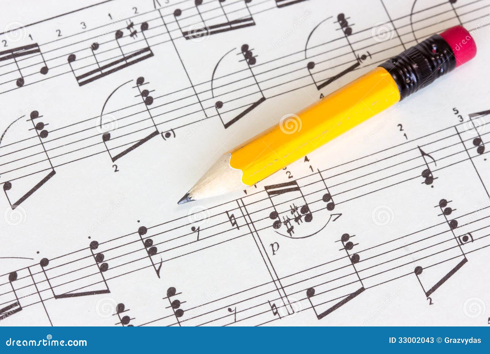 Musical Notes with Yellow Pencil Stock Image - Image of tunes, music ...