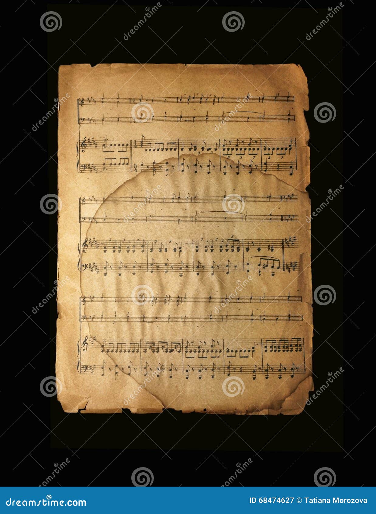 Musical page with notes stock image. Image of border - 68474627