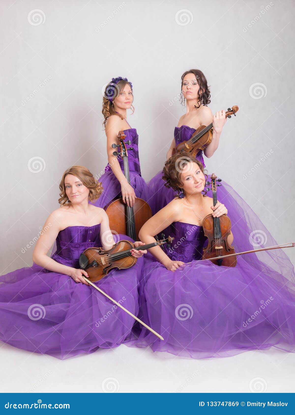 Musical Quartet with Instruments Stock Image - Image of cello, females ...