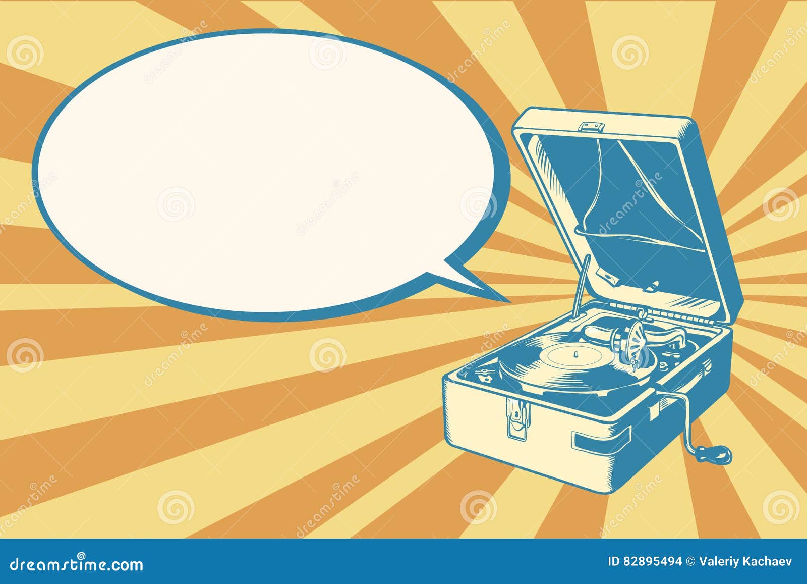 Musical retro turntable stock vector. Illustration of cartoon - 82895494