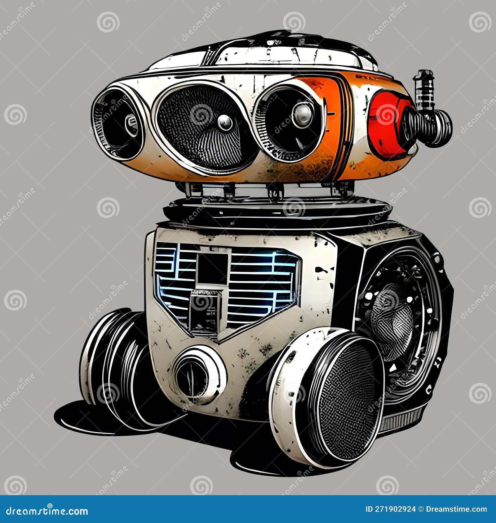 Musical Robot with Audio Speakers Stock Illustration - Illustration of ...