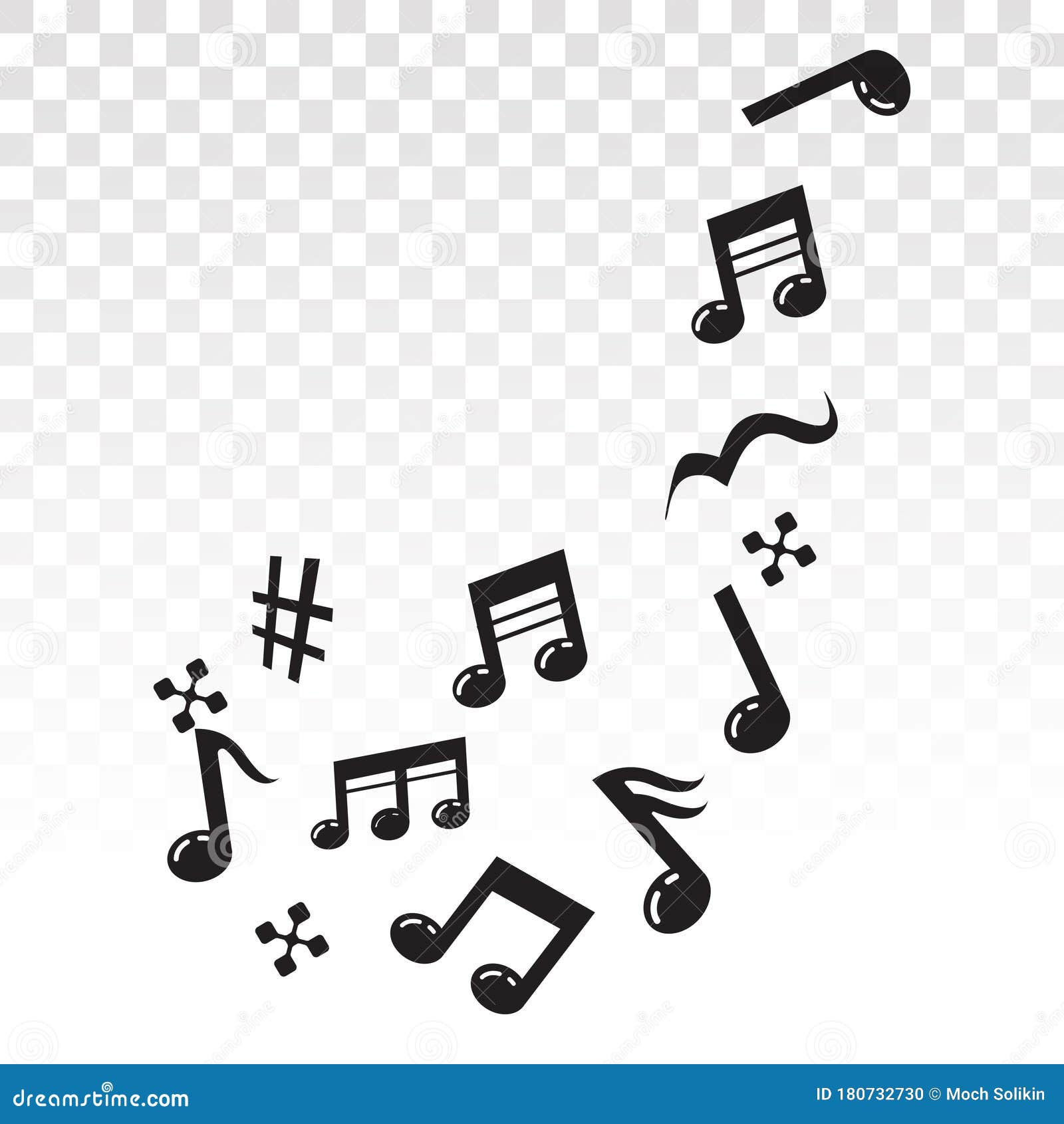 Musical Scale Symbol or Musical Notes on a Transparent Background Stock ...