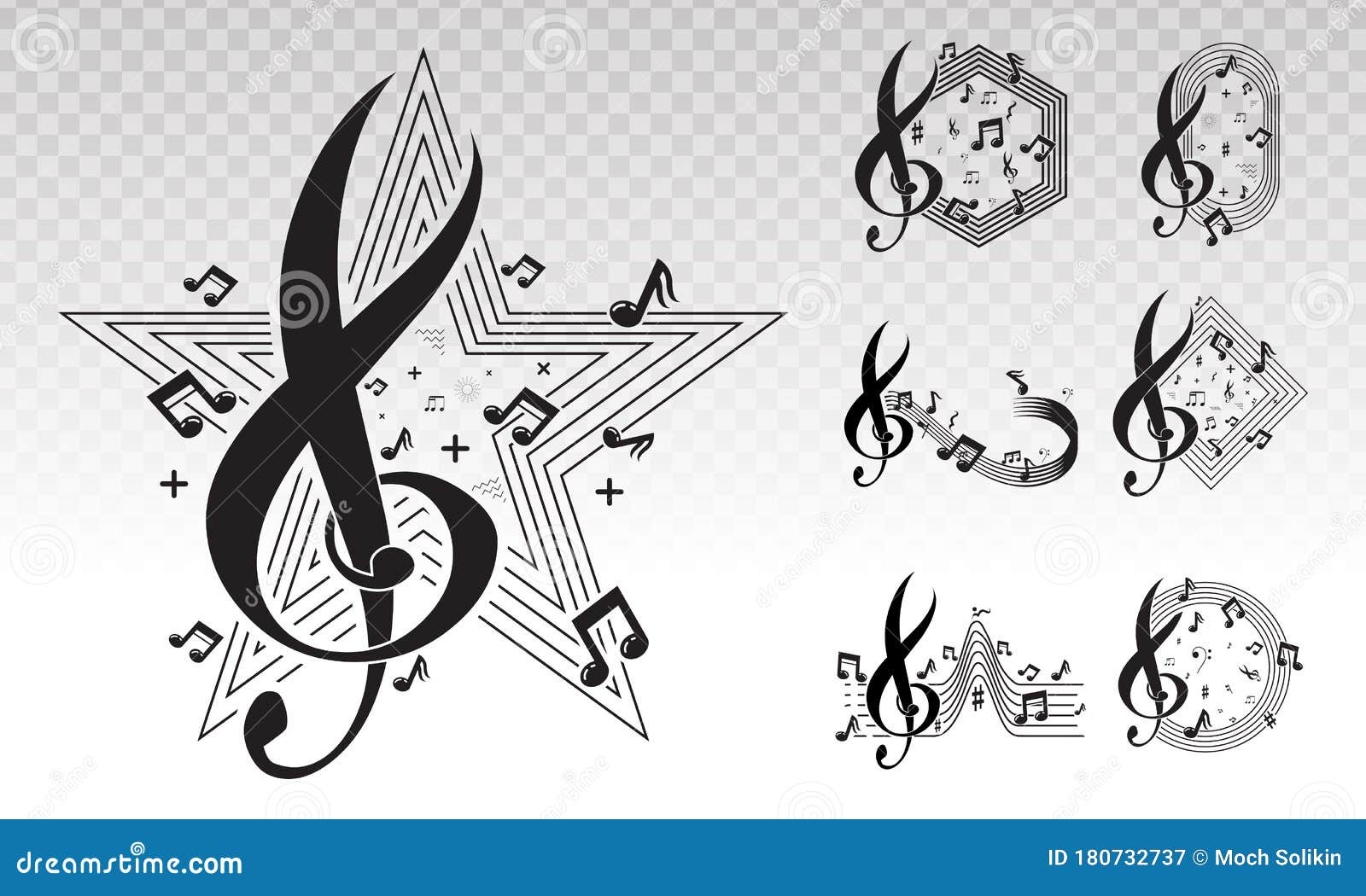 Musical Scale Symbol or Musical Notes on a Transparent Background Stock ...