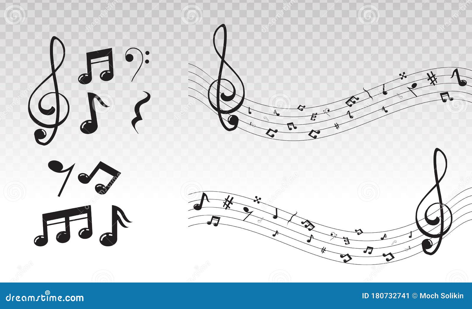 Musical Scale Symbol or Musical Notes on a Transparent Background Stock ...