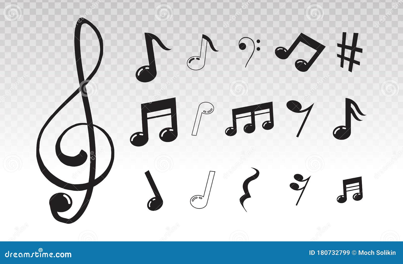 Musical Scale Symbol or Musical Notes on a Transparent Background Stock ...