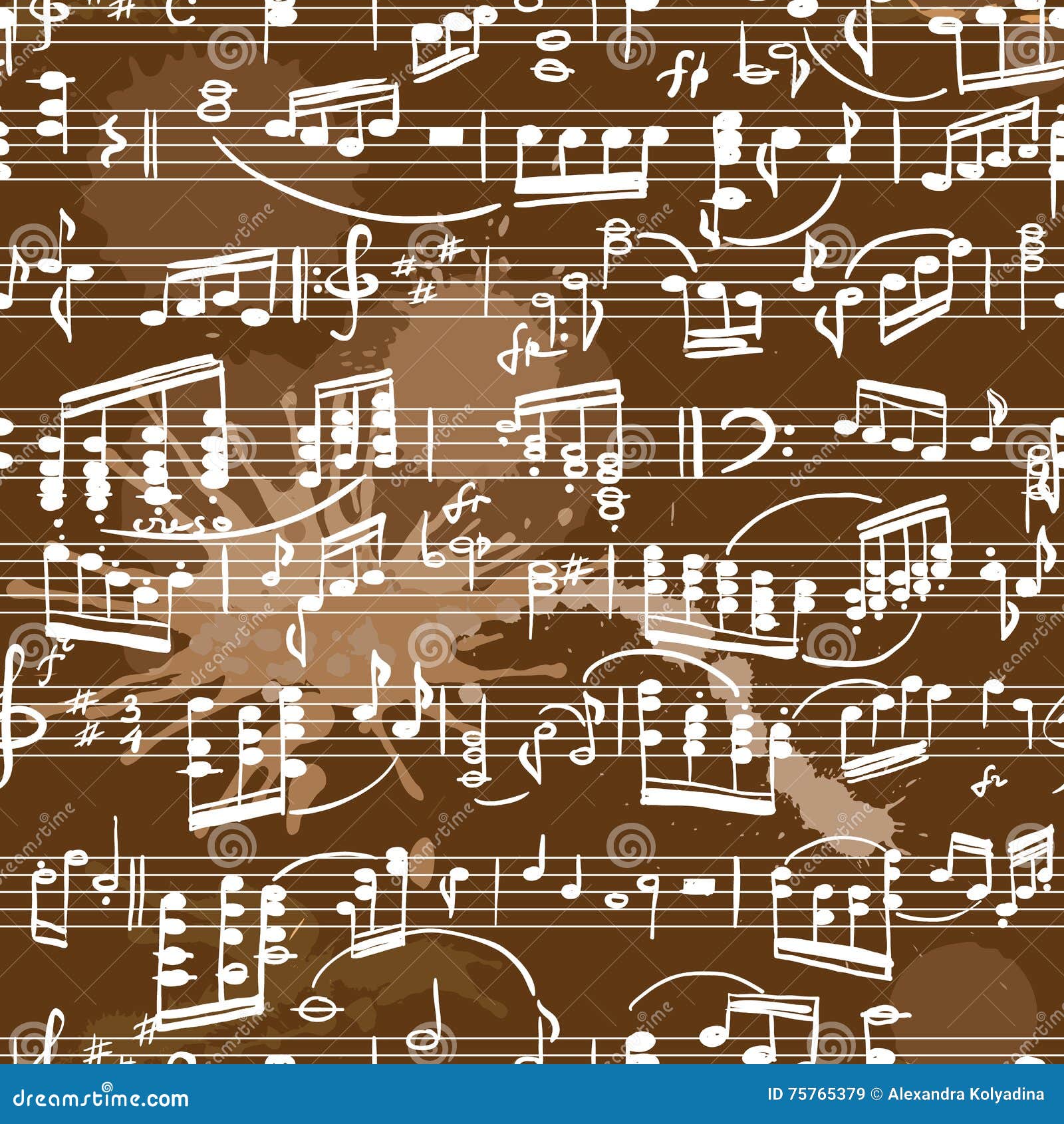 Musical score seamless stock vector. Illustration of manuscript - 75765379