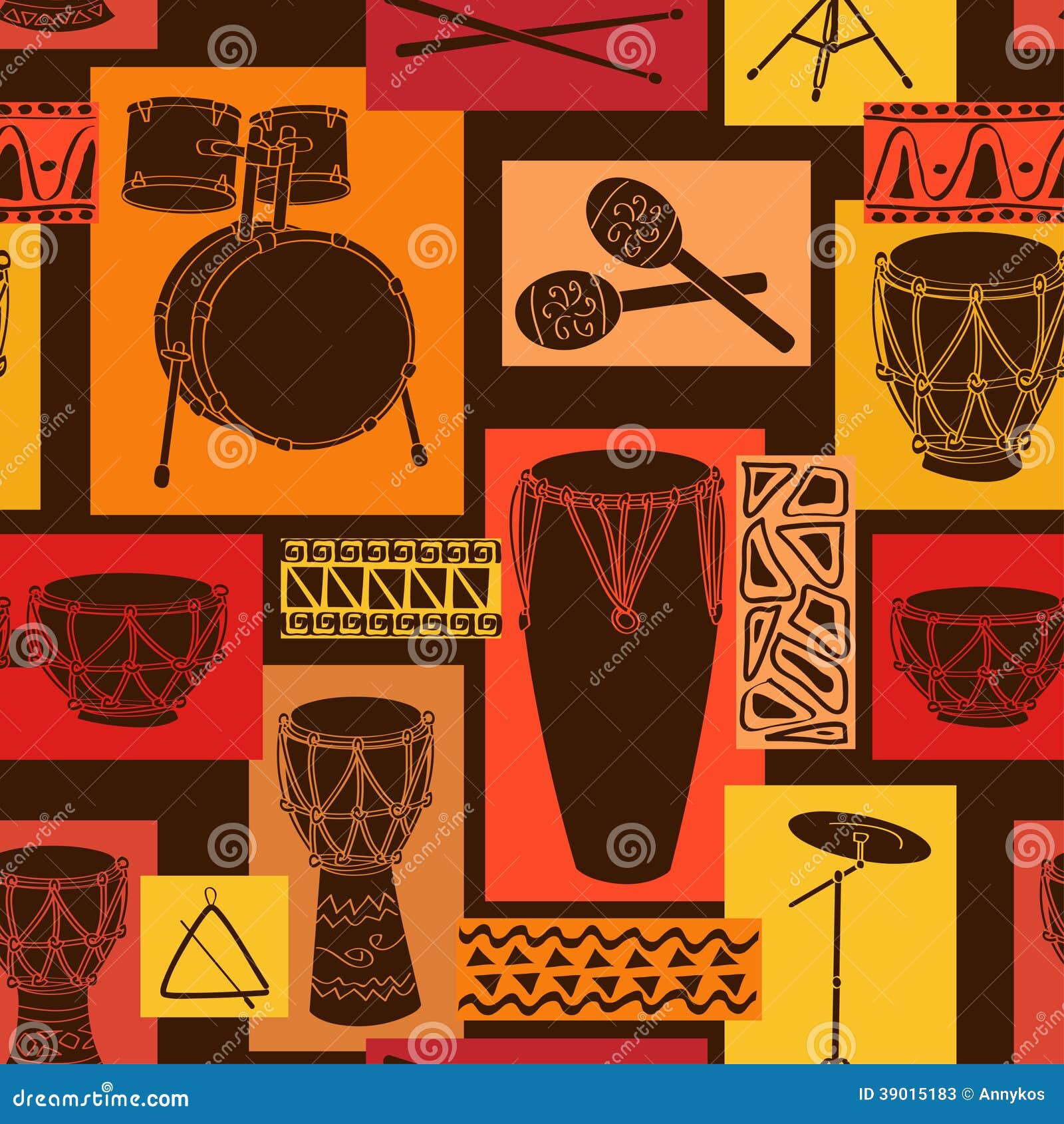 Musical Seamless Pattern of Drum Set Stock Vector - Illustration of ...