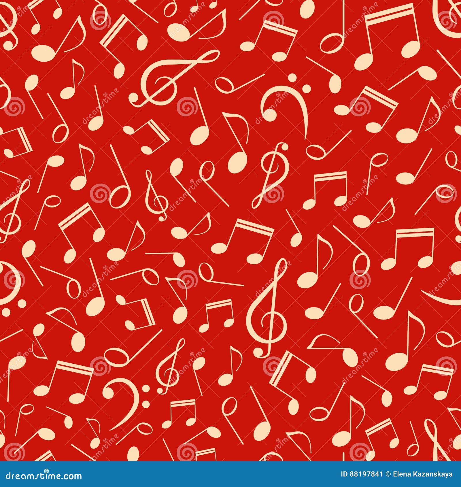 Musical Seamless Pattern with Notes Stock Illustration - Illustration ...