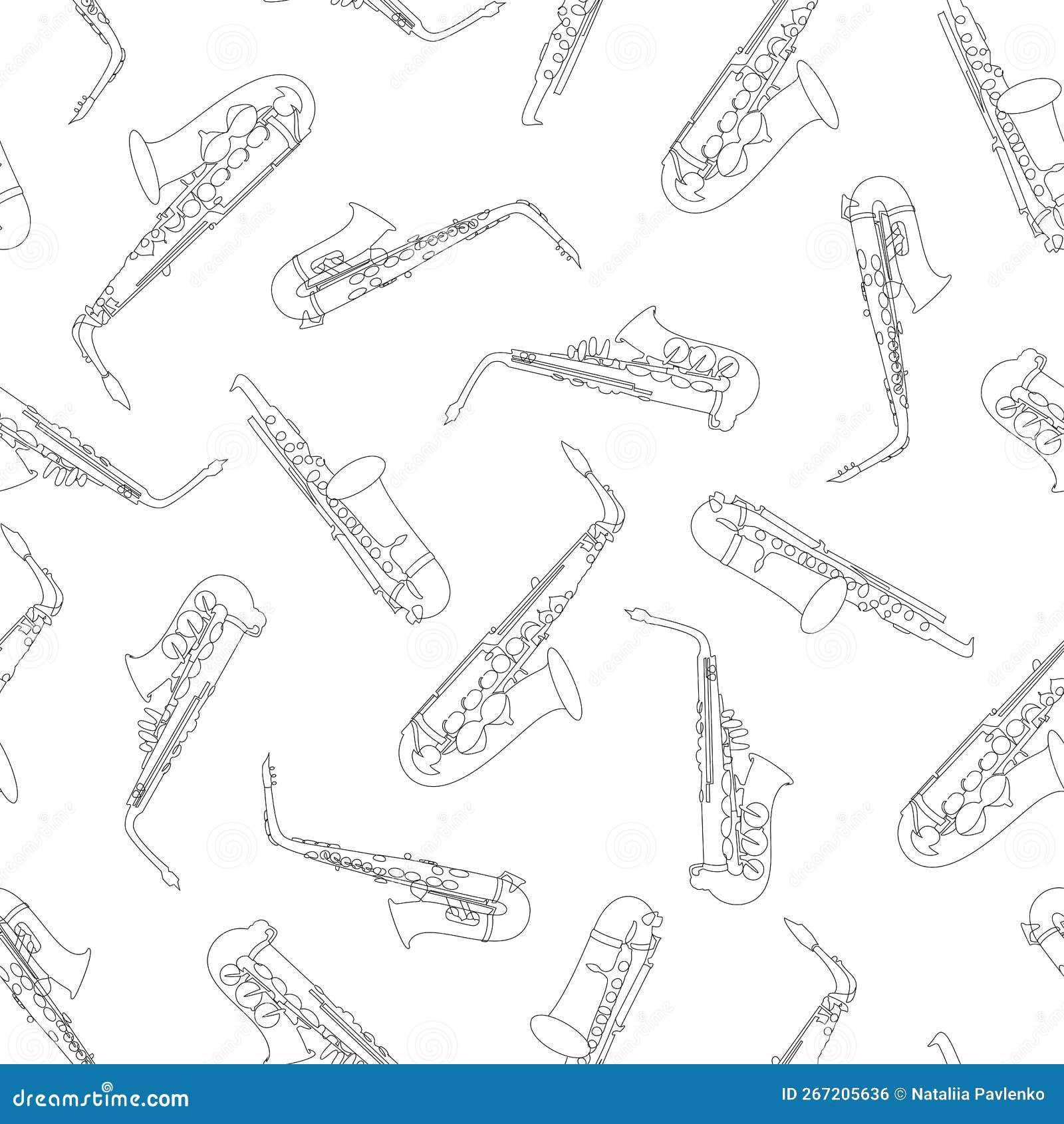 Musical Seamless Pattern with Saxophone - Vector. Trendy Solid ...