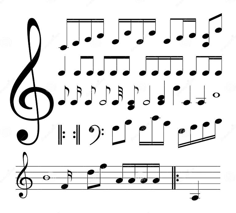 Musical signs. Notes stock vector. Illustration of black - 16132670