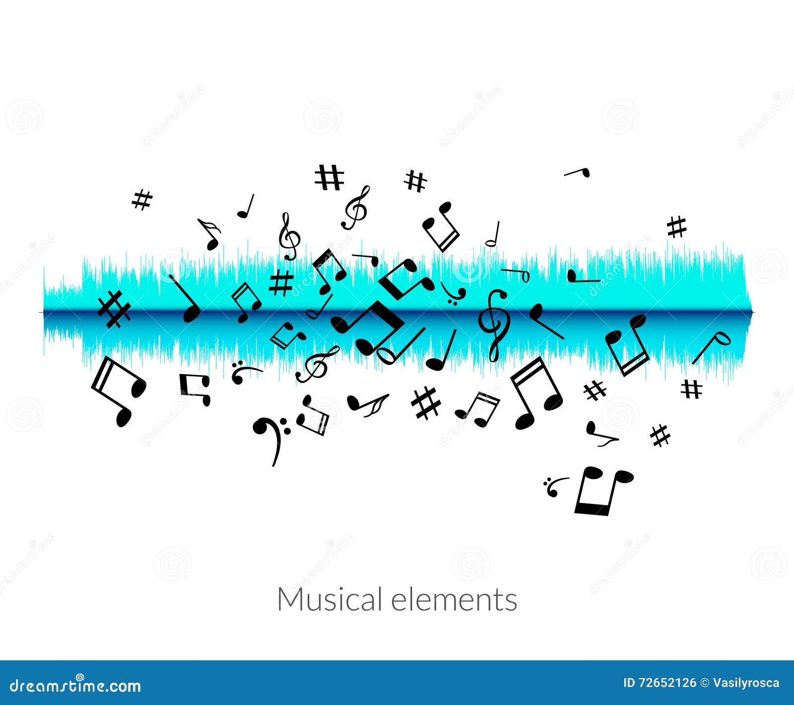 Musical Sound Wave Equalizer Stylish Concept. Audio Wave with Notes ...