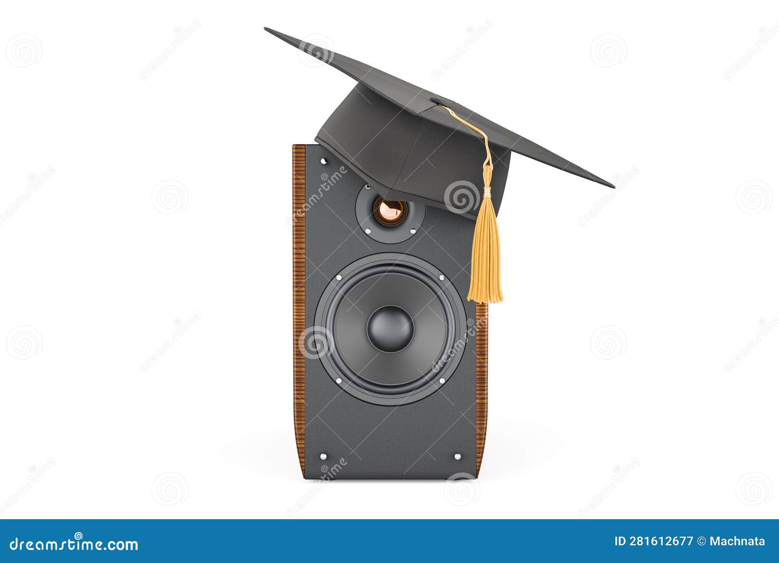 Musical Speaker with Education Hat. 3D Rendering Stock Illustration ...