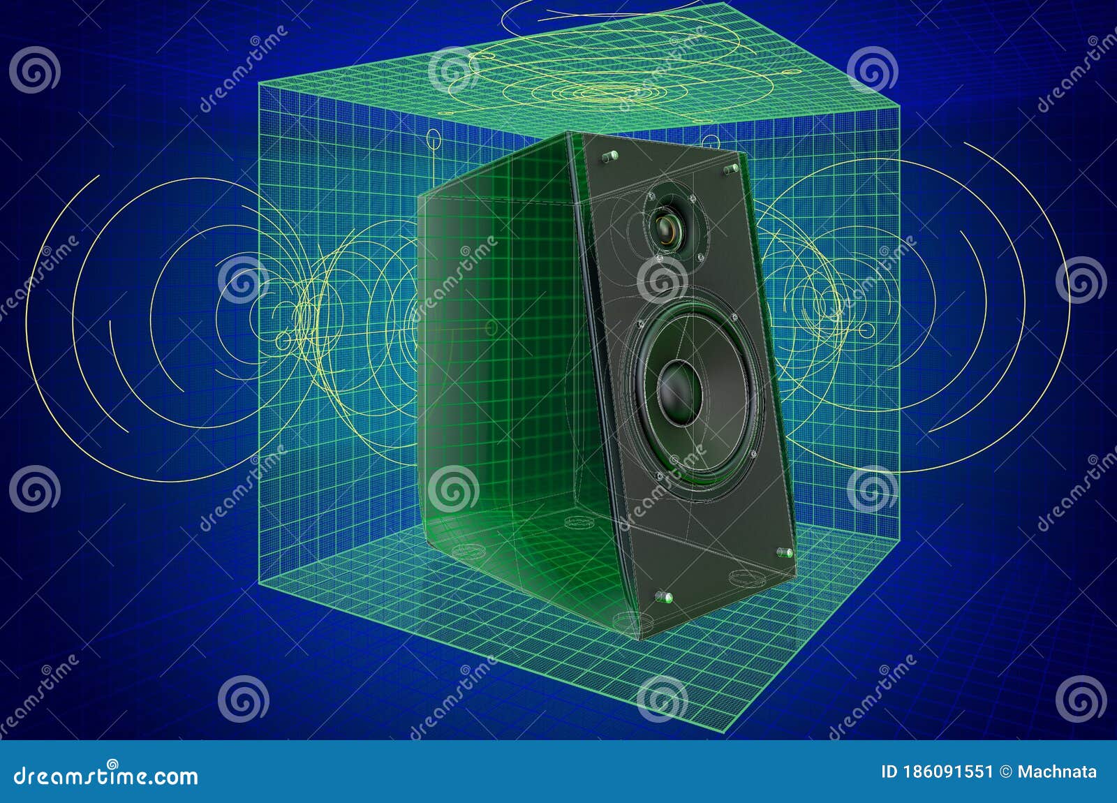 Musical Speakers, Visualization 3d Cad Model, Blueprint. 3D Rendering ...