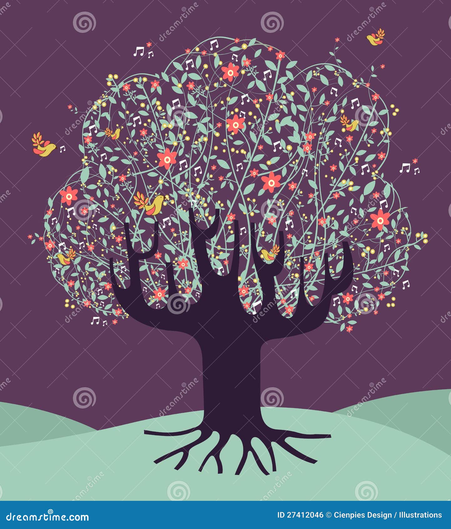 Musical spring time tree stock vector. Illustration of garden - 27412046