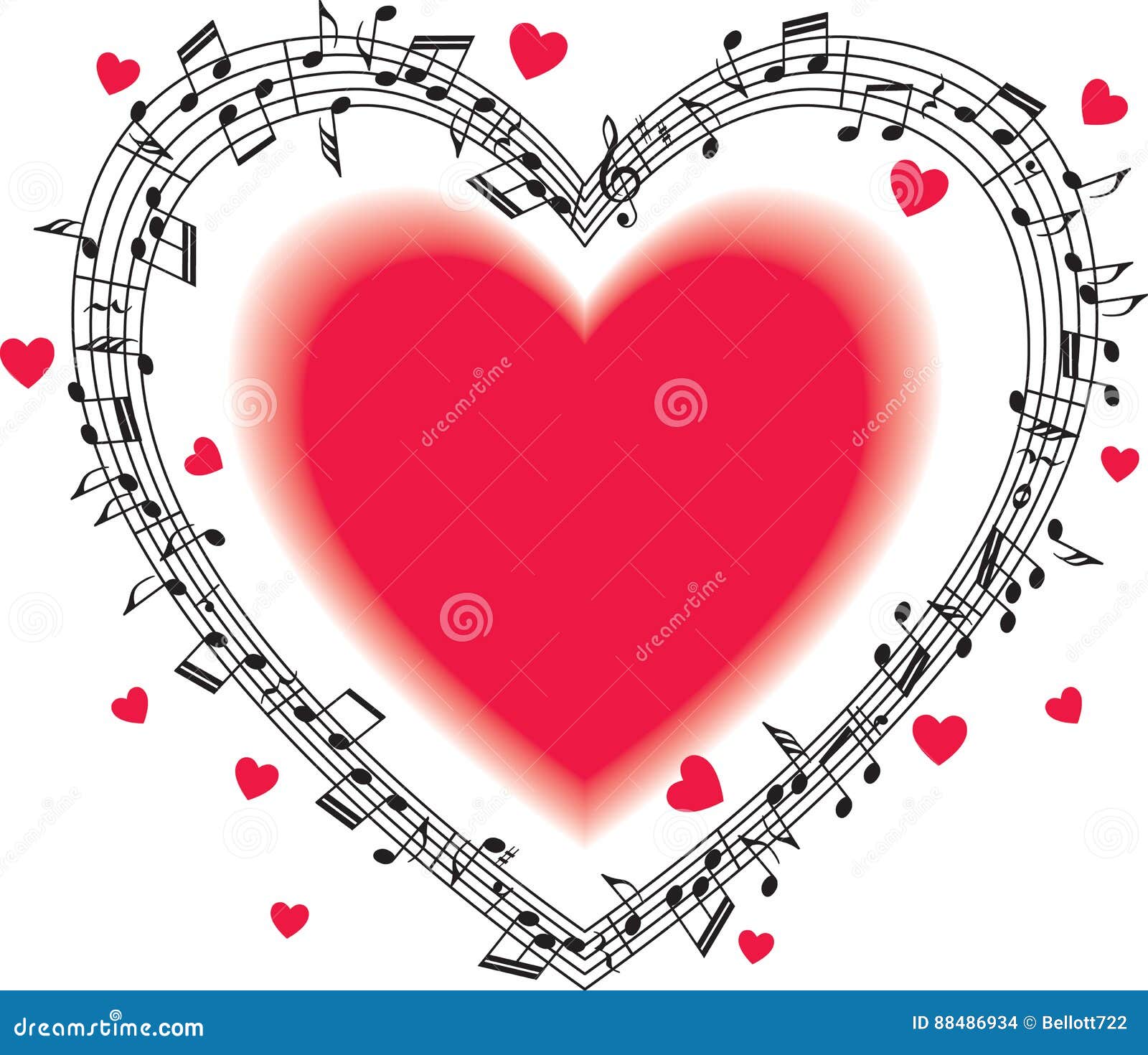Musical staff with notes stock illustration. Illustration of emotion ...