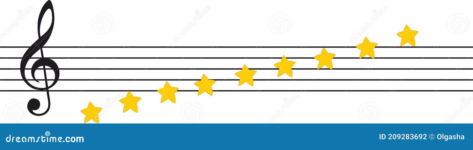 Musical Staff with Stars Notes Stock Vector - Illustration of ...