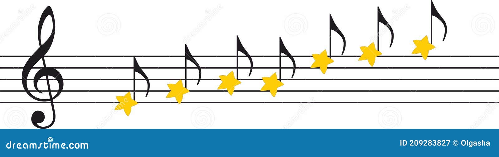 Musical Staff with Stars Notes Stock Vector - Illustration of music ...