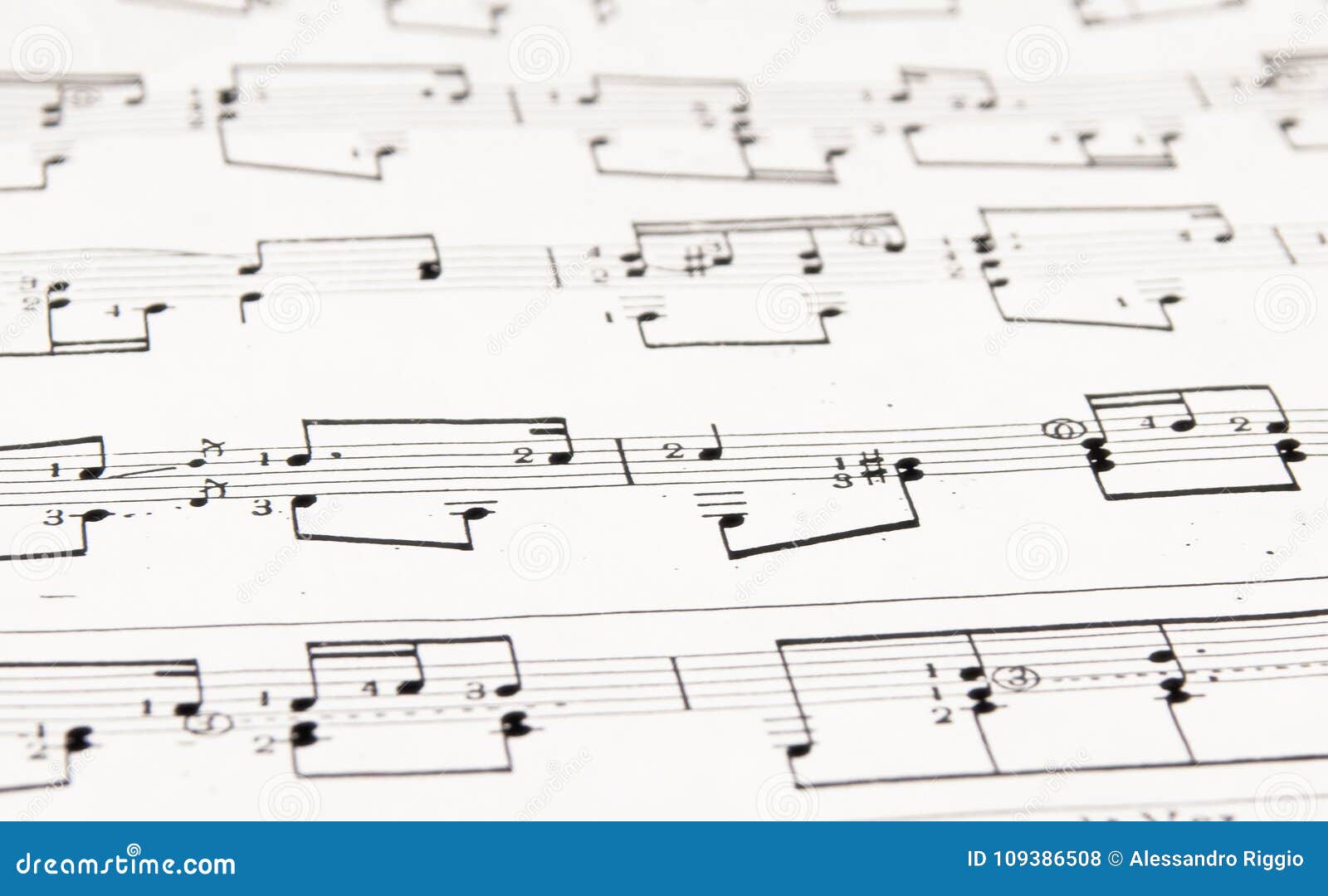 Notes and musical staves stock photo. Image of harmony - 109386508