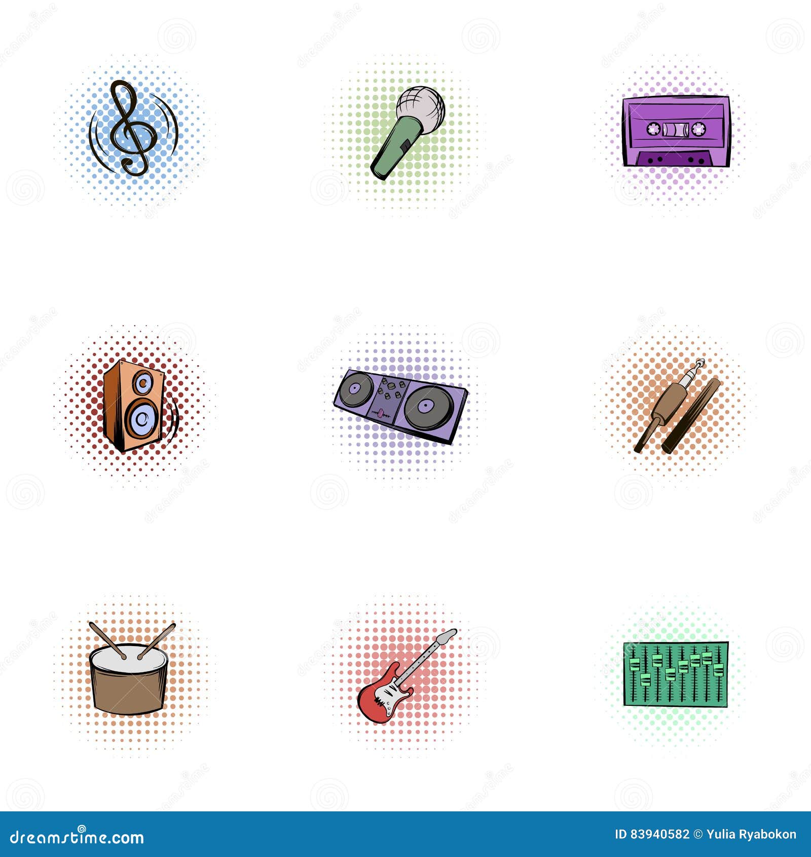 Musical Tools Icons Set, Pop-art Style Stock Vector - Illustration of ...