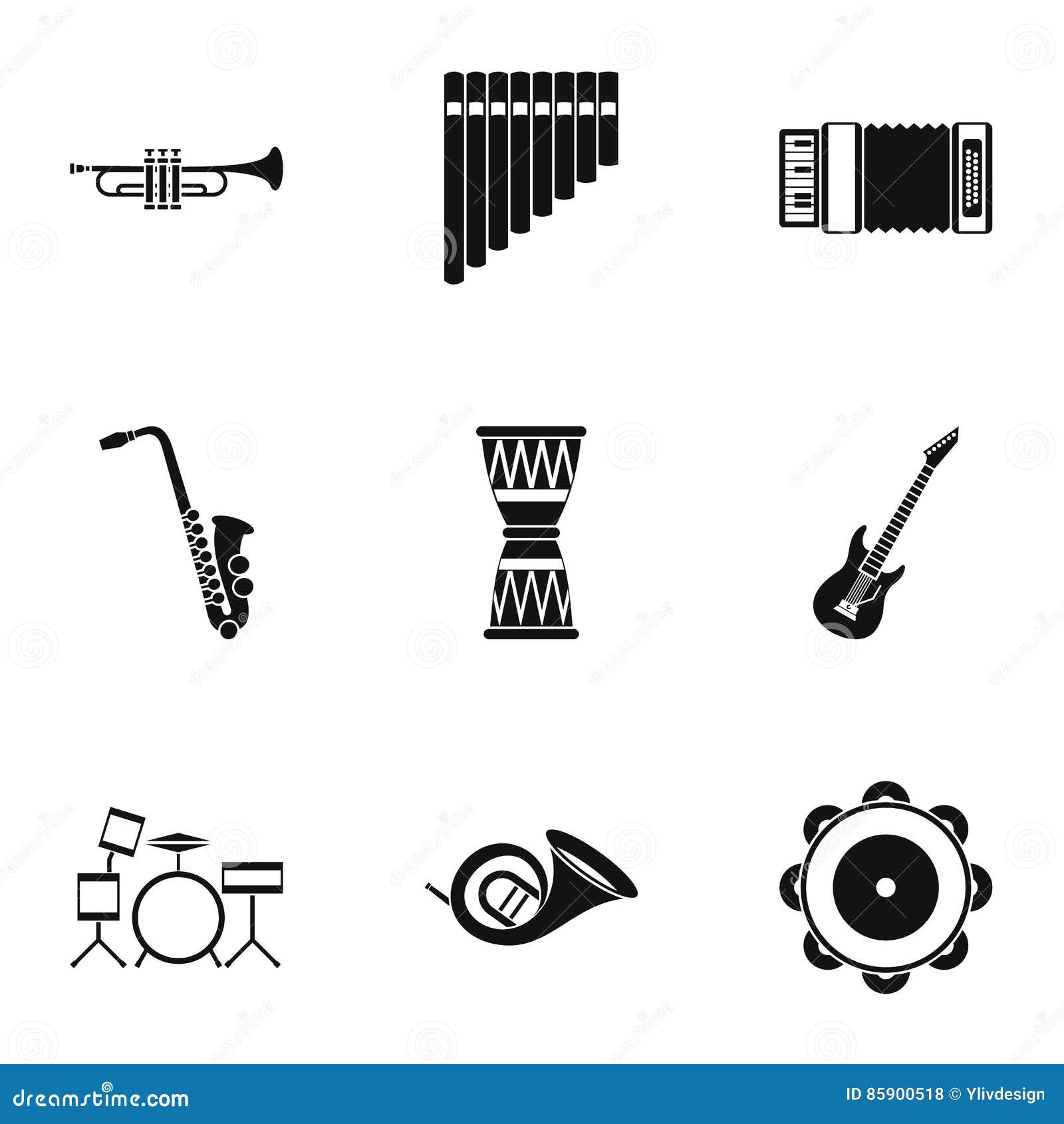 Musical Tools Icons Set, Simple Style Stock Vector - Illustration of ...