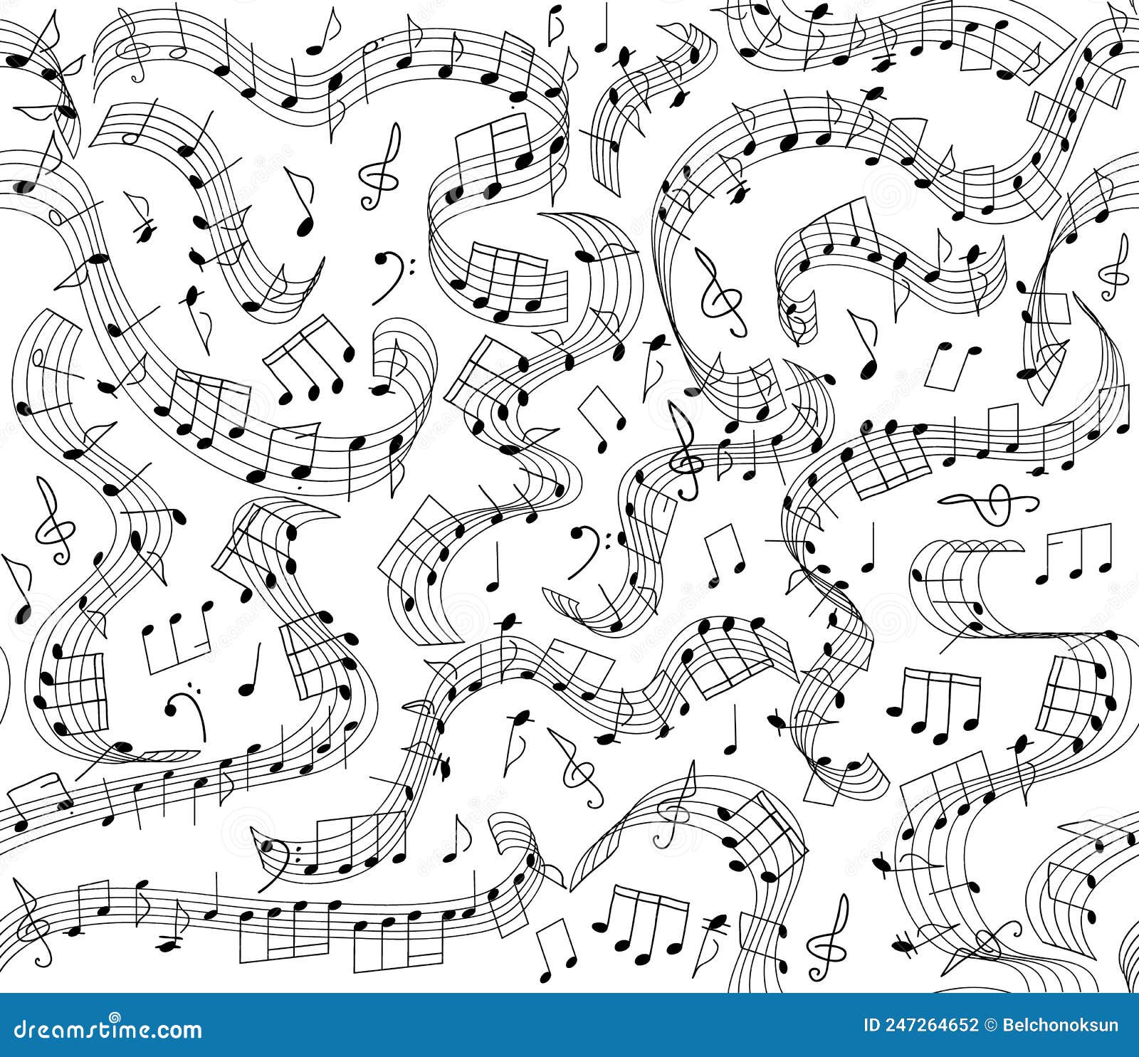 Musical Vector Seamless Pattern with Handwritten Notes Stock Vector ...