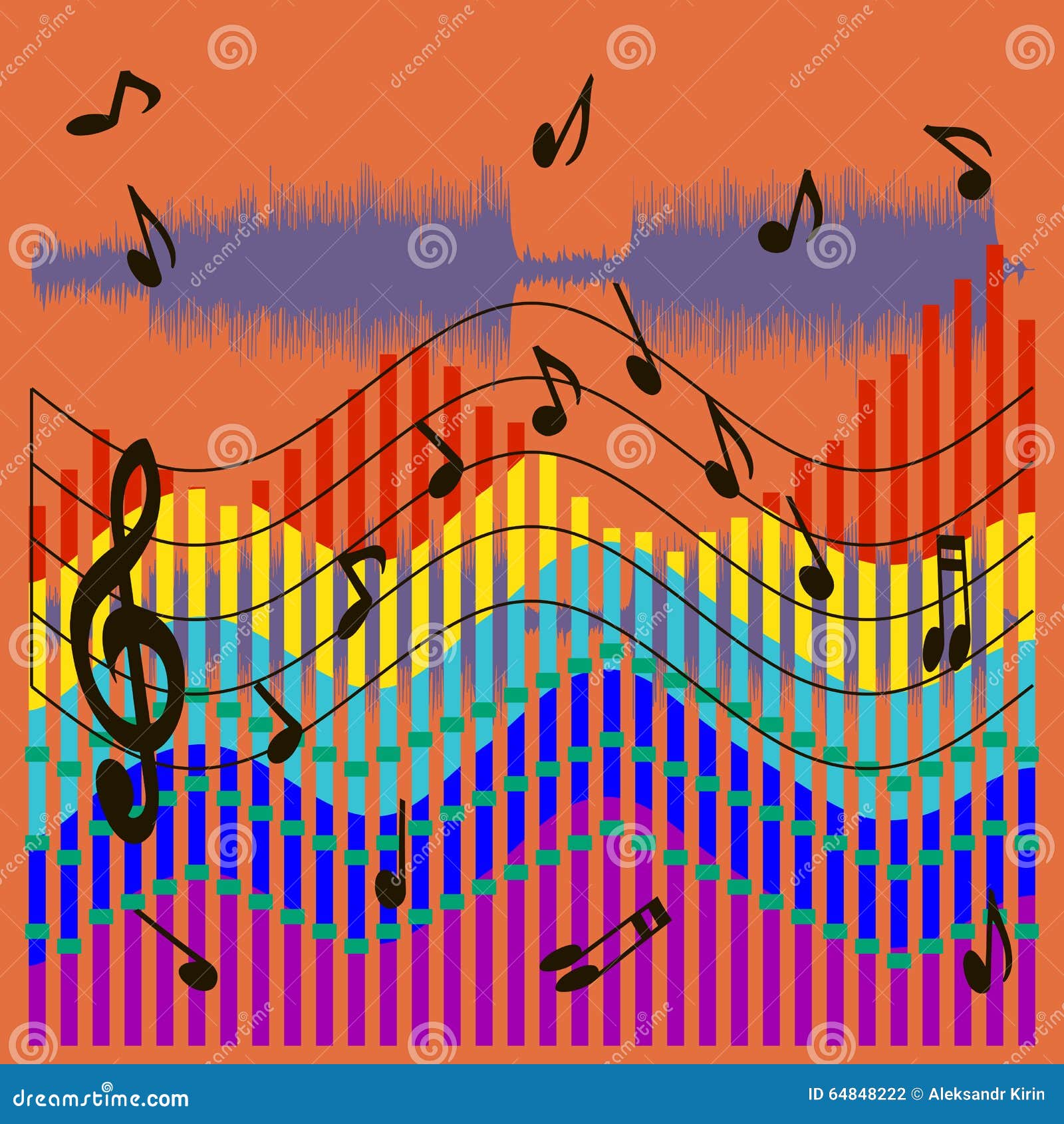 Musical waves background stock vector. Illustration of rock - 64848222