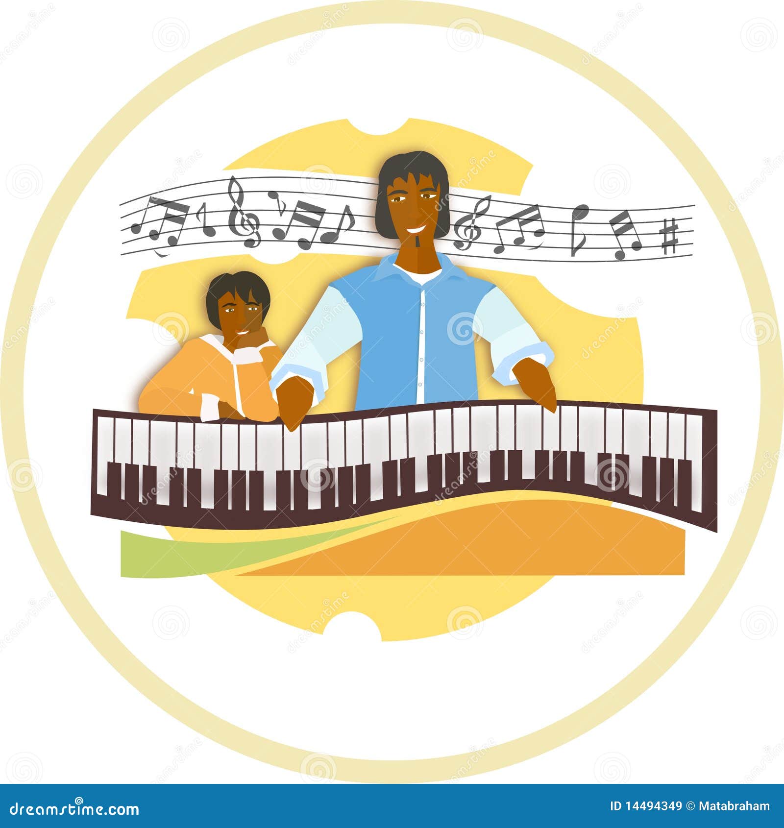 First Piano Lesson Cartoon Vector | CartoonDealer.com #35942915