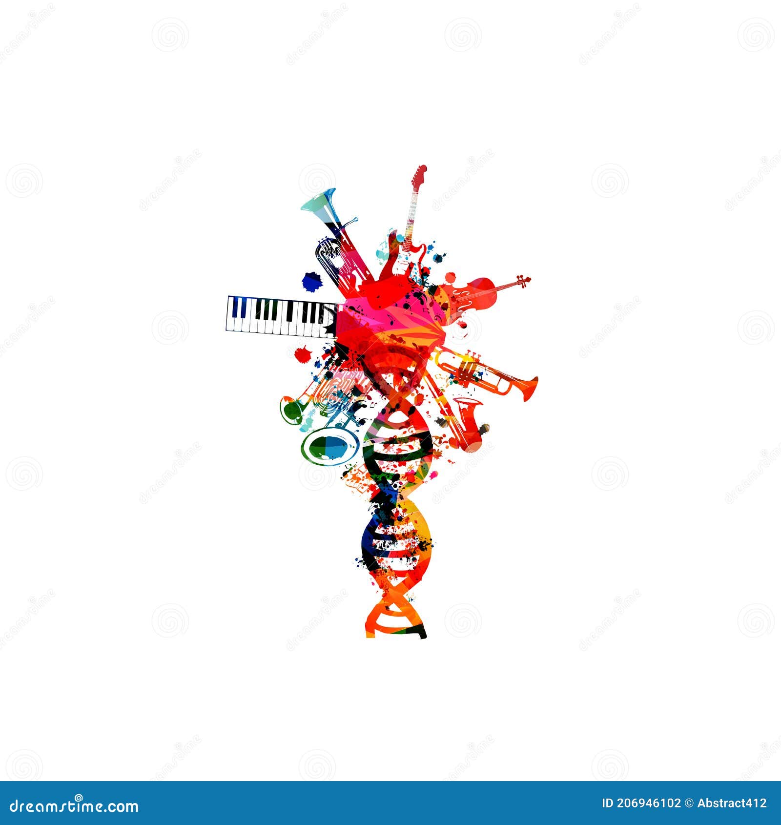 Colorful Human DNA Double Helix with Musical Instruments Isolated ...
