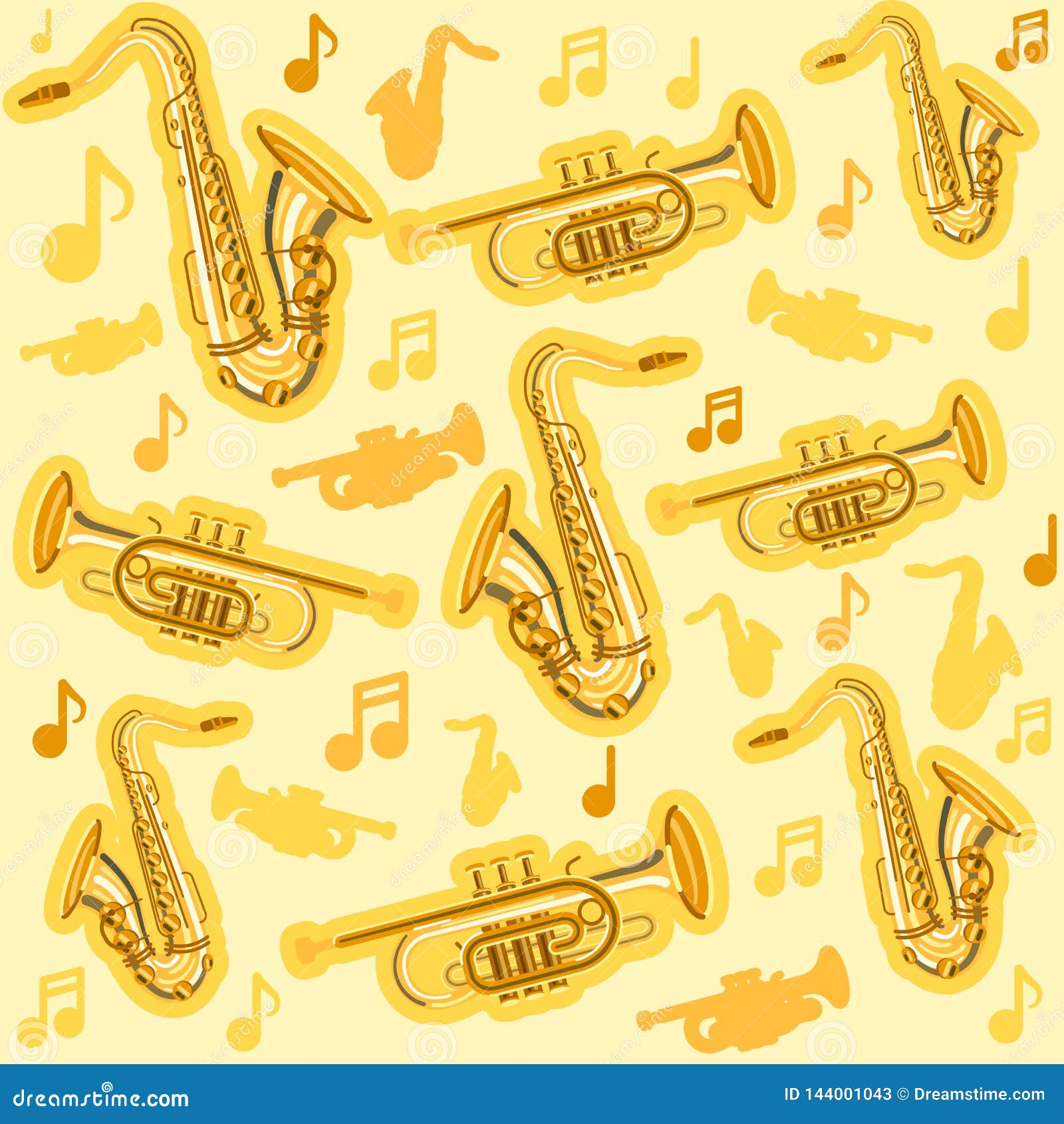 Musicial Instruments Saxophone and Cornet Pattern Stock Vector ...