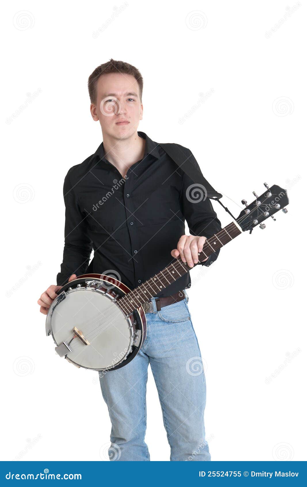 Musician with a banjo stock image. Image of male, young - 25524755
