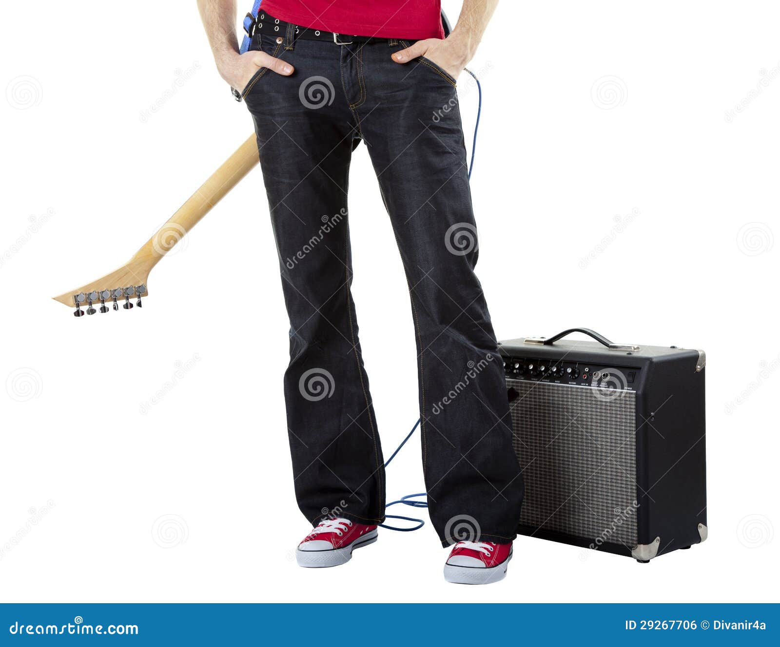 Musician with a Guitar on His Back Stock Photo - Image of melody ...