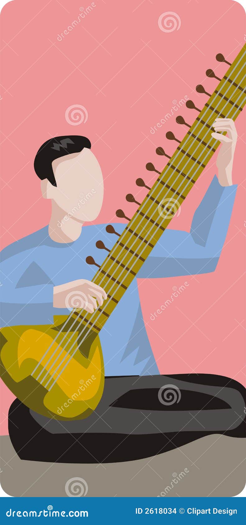 Sitar Clipart Cartoon Style. Sitar Indian Musical Instrument Flat ...