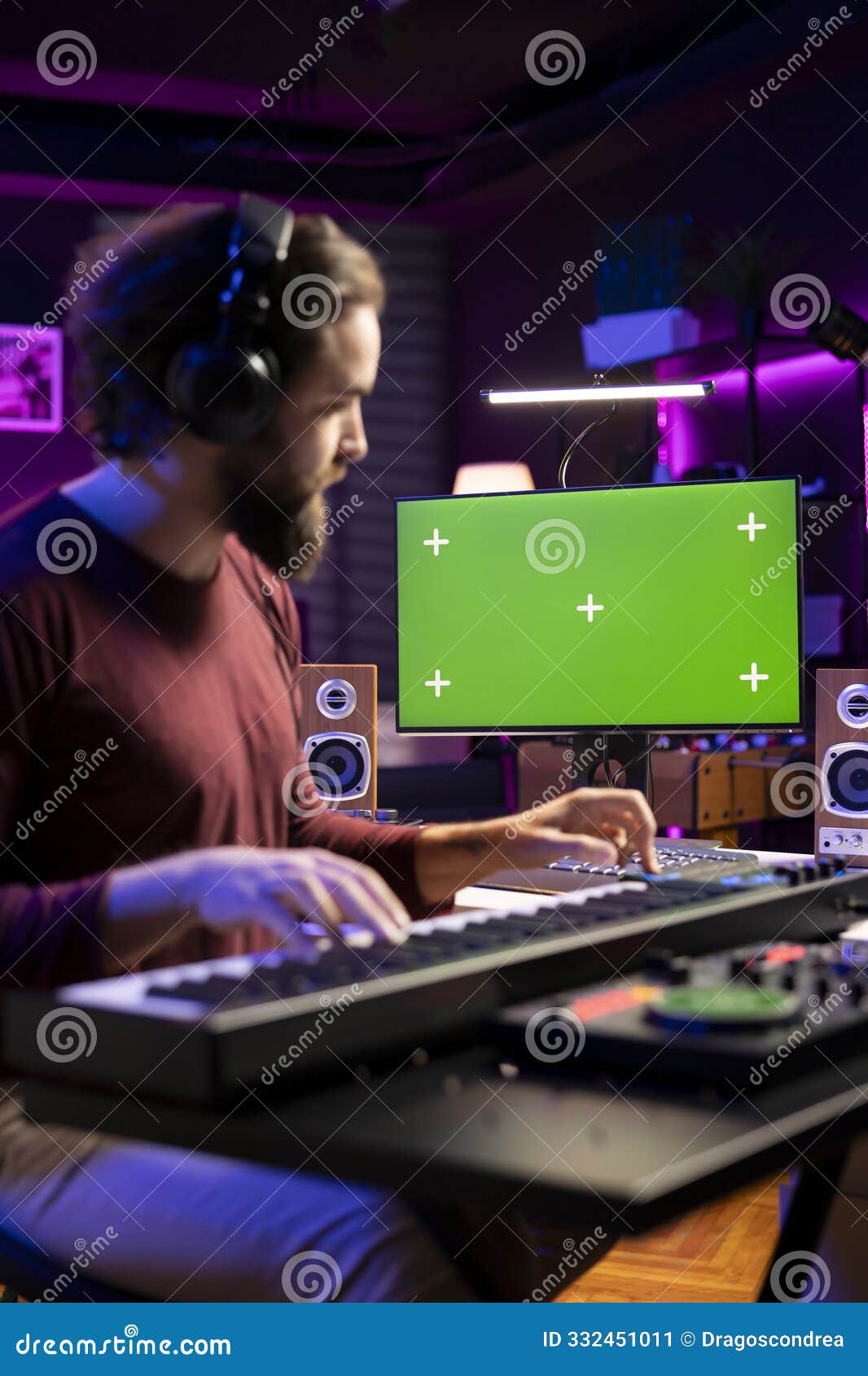 Musician Learning To Play Electronic Keyboard Synthesizer in Home ...