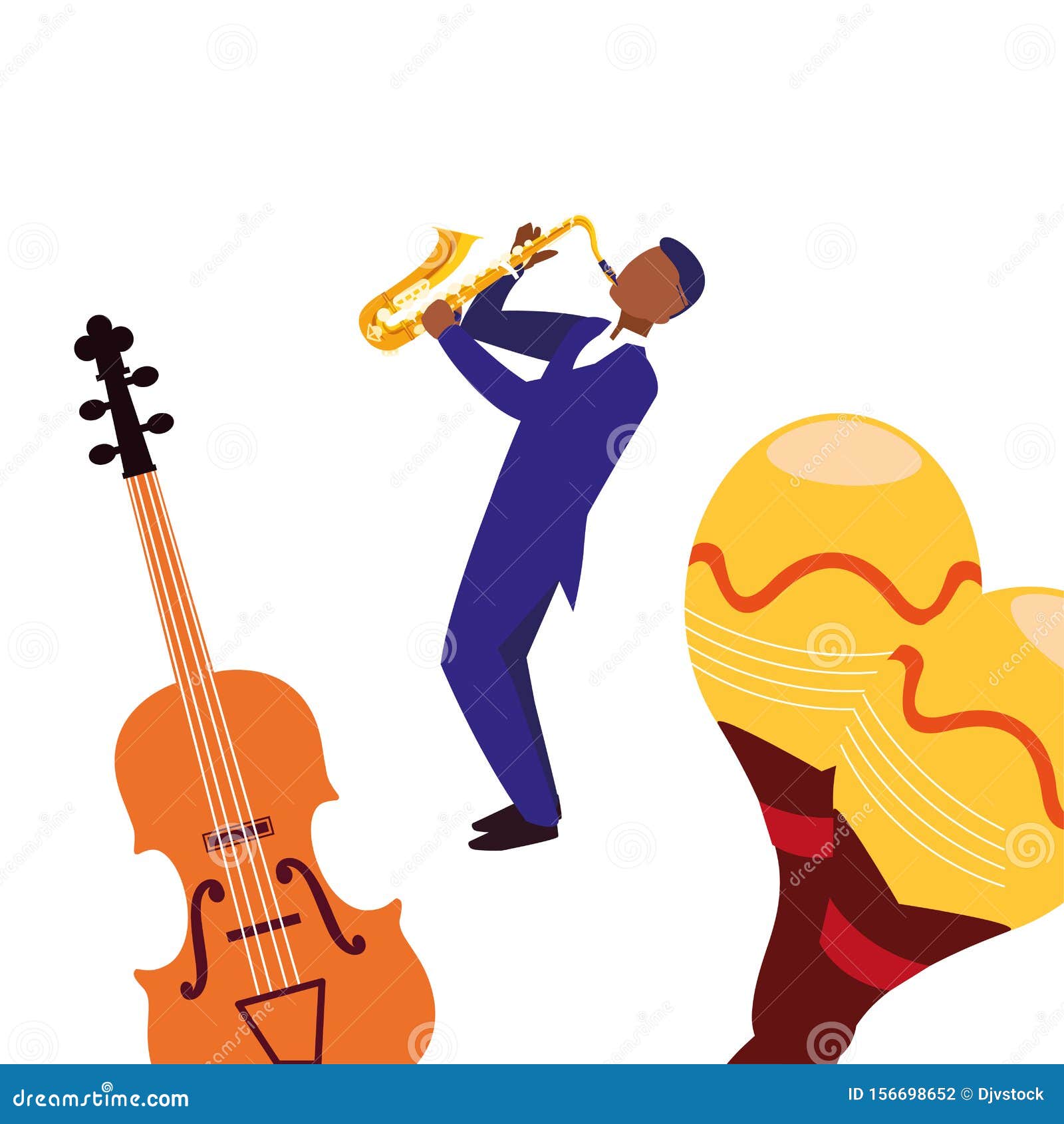 Musician Man Playing Instruments Music Stock Illustration ...