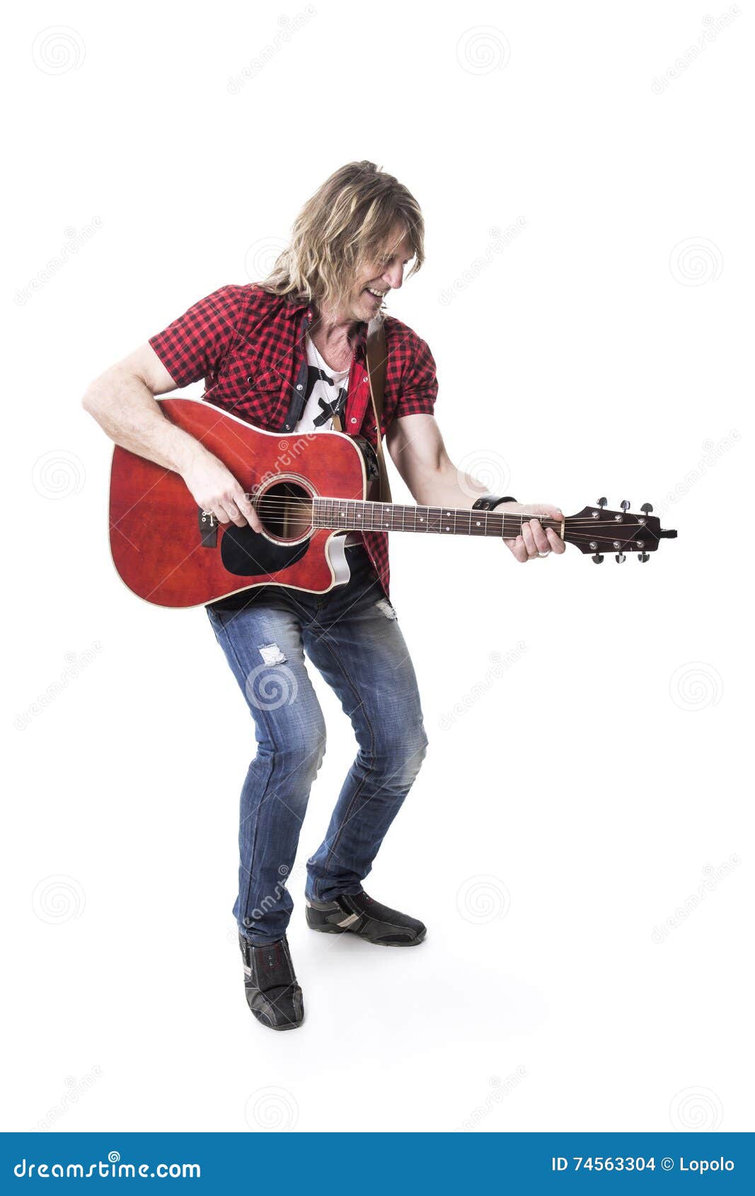 Musician Play Guitar on Studio Stock Photo - Image of beard, solo: 74563304