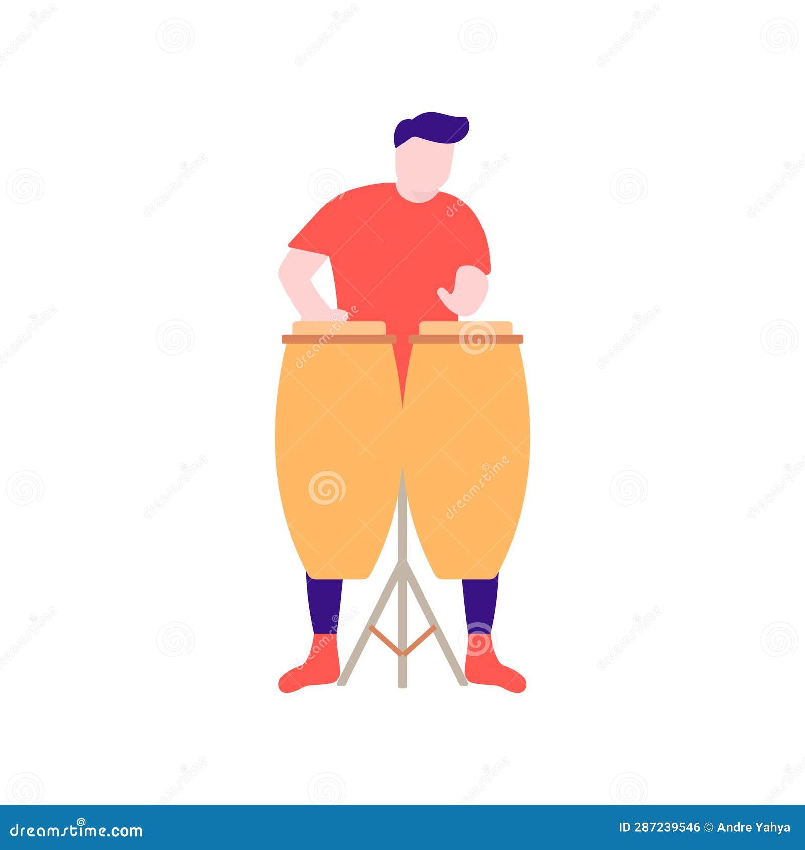 Musician Playing Conga Drums. Flat Vector Illustration Isolated on White Background. Stock ...
