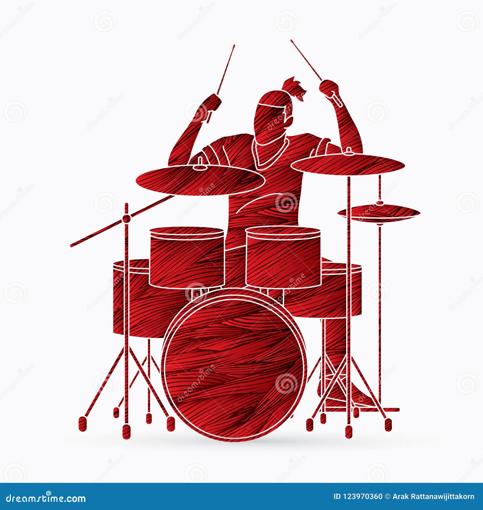 Musician Playing Drum, Drummer Music Vector Stock Vector - Illustration ...