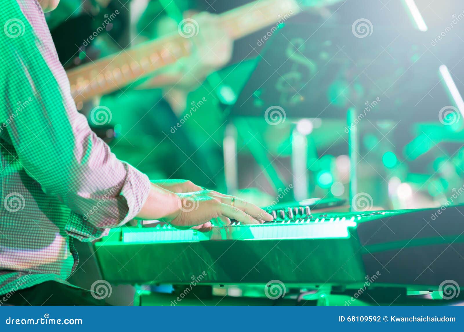Musician Playing Electronic Keyboard, Selective Focus Stock Photo ...