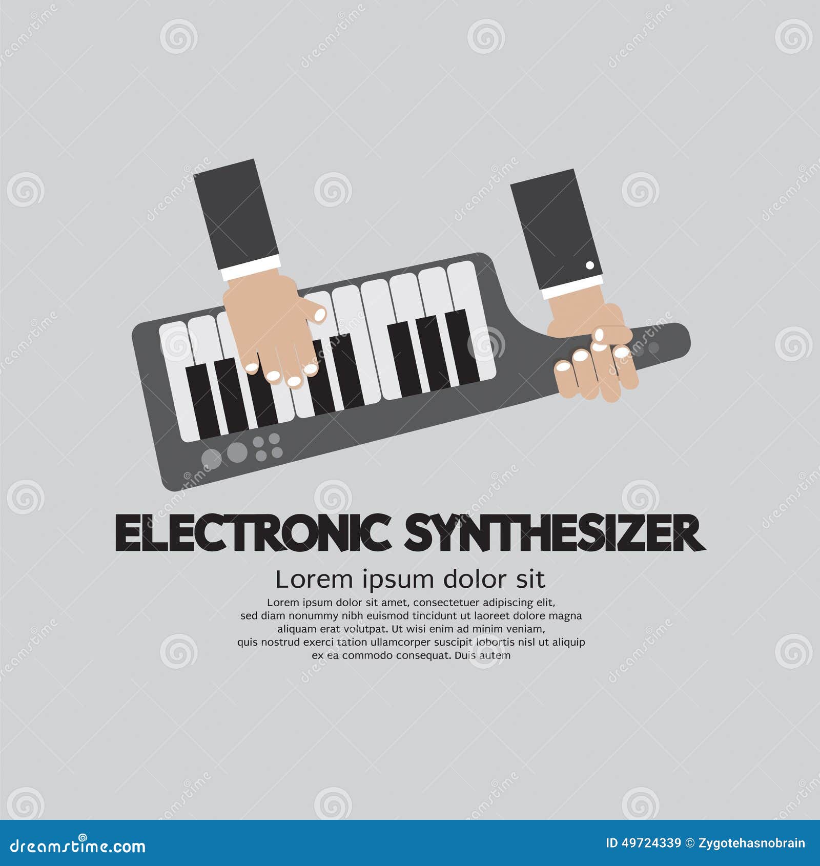 Musician Playing Electronic Synthesizer Flat Design Stock Vector ...