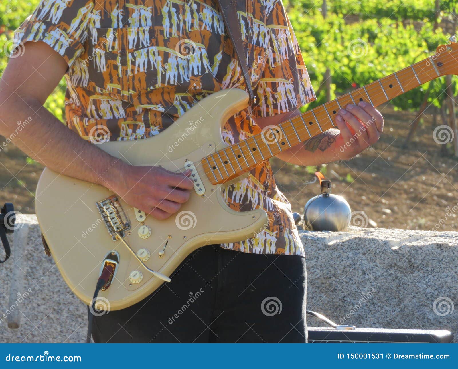 A Musician Playing the Guitar Composing Beautiful Songs Stock Image ...